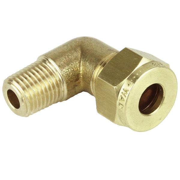 1/4" NPT Brass 90 degree Compression Union for 10mm steel or copper ...