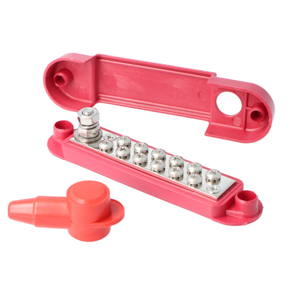 12 Way Red Distribution Bar With Boot and Cover – Car Builder Solutions