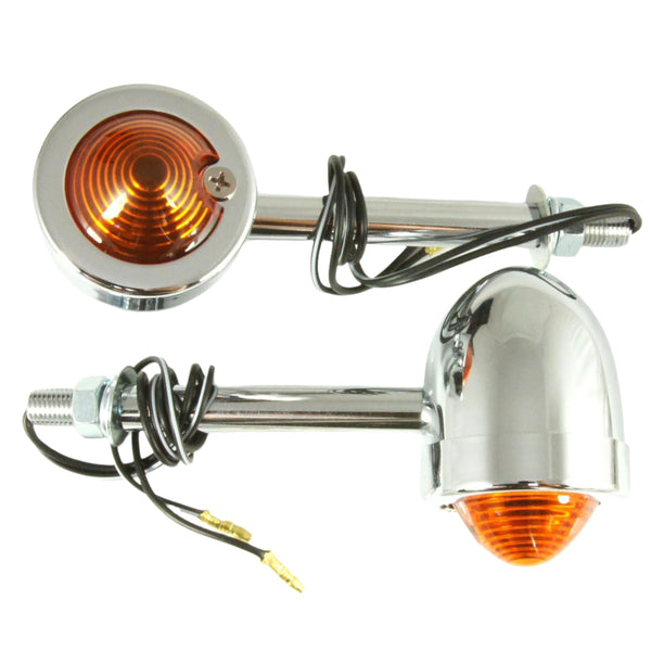Extra Long Stalk Retro Chrome Indicators 75mm | Classic Motorcycle ...