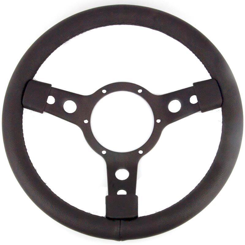 13" Italian Styled Black Leather Steering Wheel – Car Builder Solutions