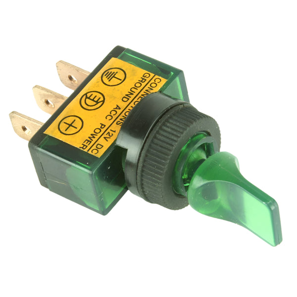 Illuminated Green Paddle Toggle Switch On/Off – Car Builder Solutions